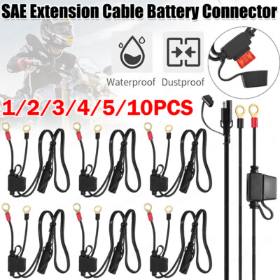 SAE Battery Connector 2ft Cable 2-Pin Ring Terminal Harness Extension ...