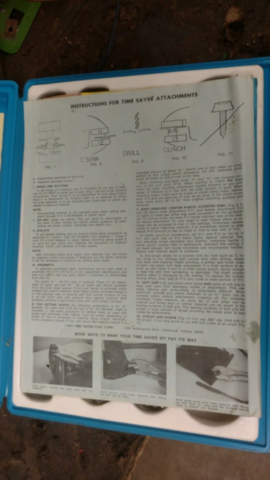 Heavy Duty Clinch Fast Kit with metal anvils Time Saver Tool Corp VTG ...