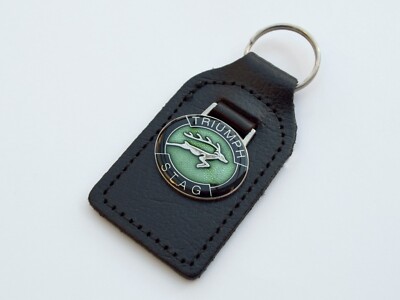 Triumph Stag Leather, Green Enamel & Chrome (Leaping Stag Emblem) Key ...