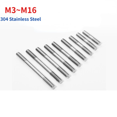 M3 ~ M16 A2 304 Stainless Steel Double End Threaded Studs Screws/Bolts ...
