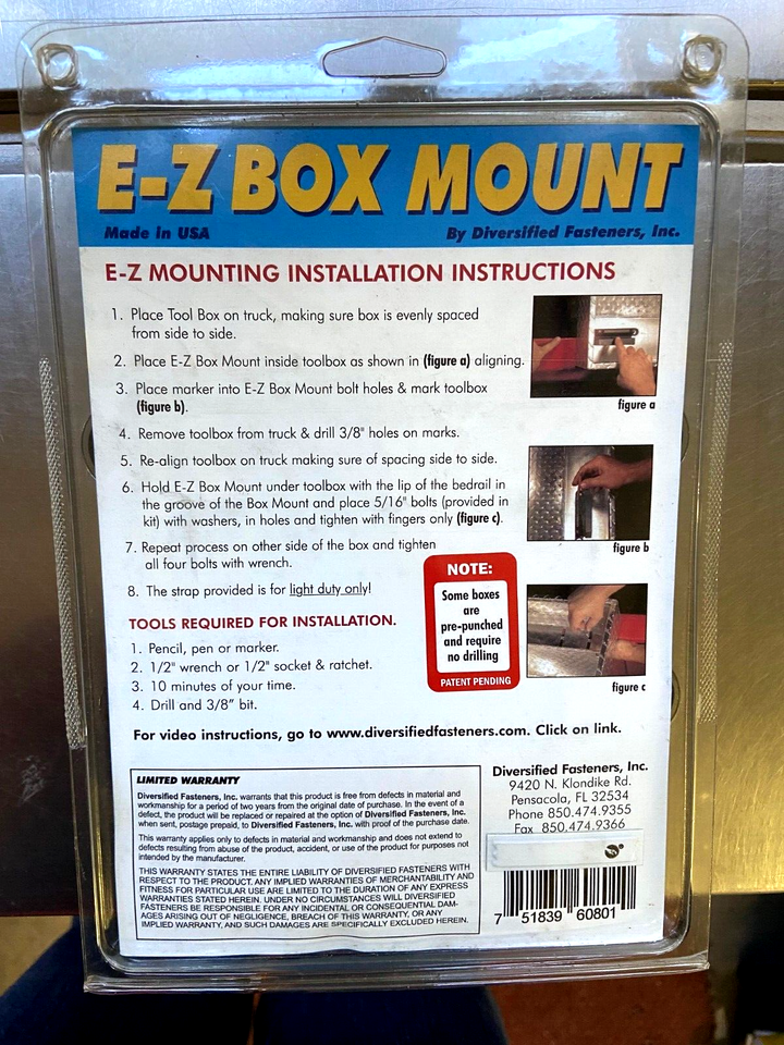 E-Z Box Mount - Securely attach any tool box to rails of pick-up truck ...