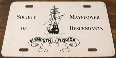 Society of Mayflower Descendants Booster License Plate Plymouth Florida ...