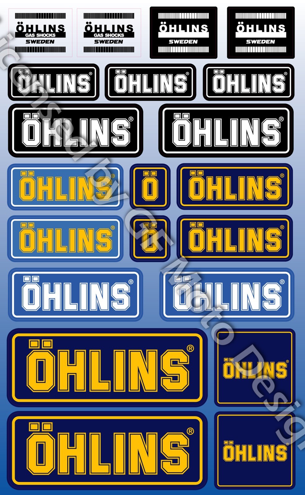 OHLINS Shock Motorcycle Stickers Set Graphics Decals Kawasaki Ducati ...