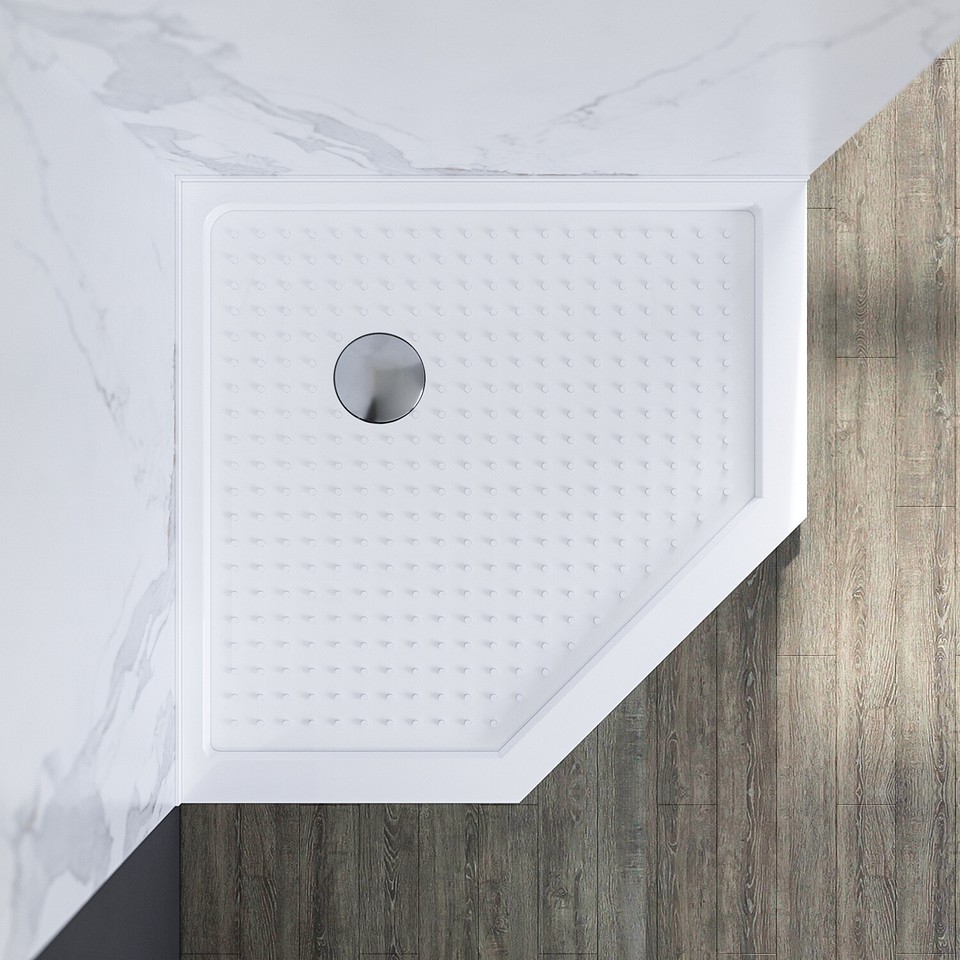 ELEGANT Shower Base Stainless Steel Drain Non-Slip ﻿Corner Shower Pan ...