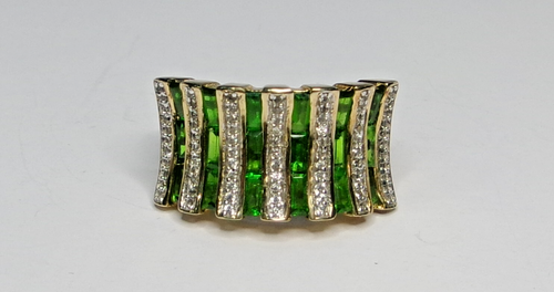 JTV Green Chrome Diopside Wide Band Ring Sz 9 18k Gold over Sterling ...