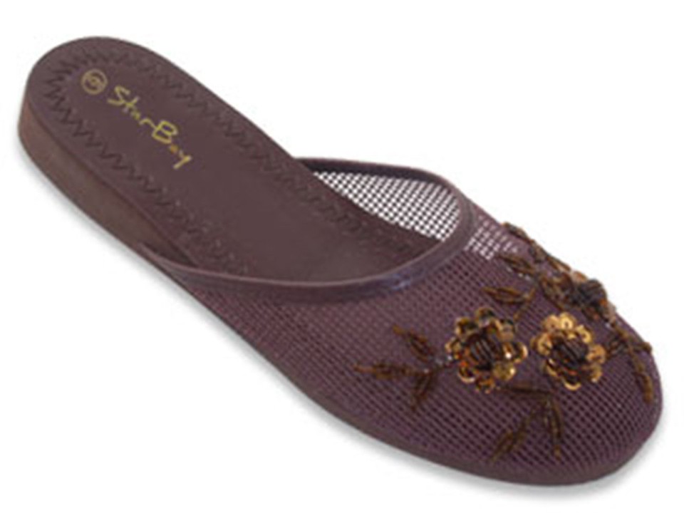 Women's Chinese Mesh Slipper Sequin Floral Beaded Sandals Flip Flops ...