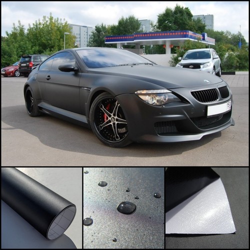 Matt Black Self Adhesive Vinyl - FULL CAR WRAP 1.5 x 10m Roll - BUBBLE ...