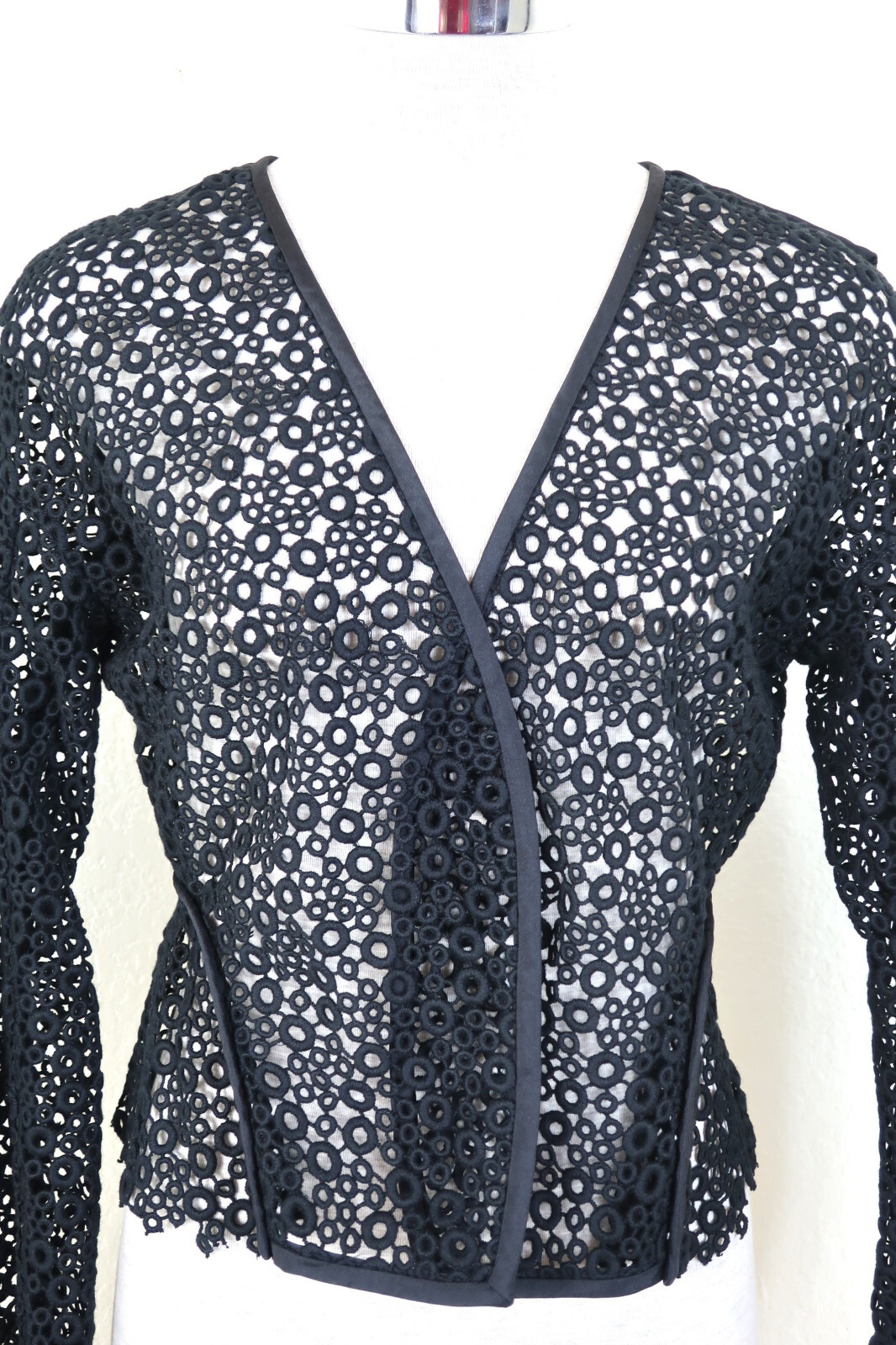 CHLOE Perforated Mesh Laser Cut Black Blazer Jacket S… - Gem