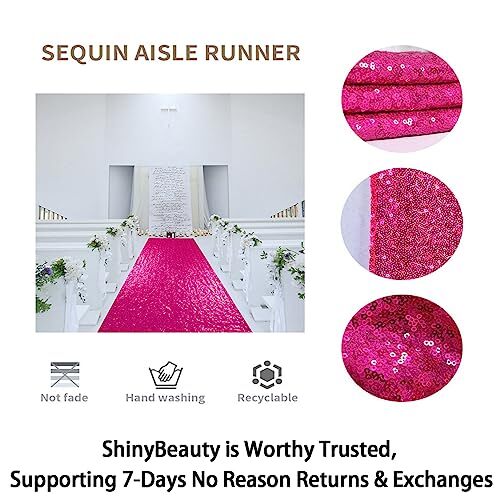 4FTx15FT-Sequin Aisle Runner-Fuchsia Sparkly Carpet Runner for Wedding ...