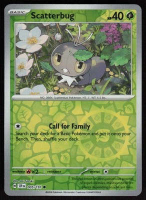 Scatterbug 005/191 Reverse Holo: Surging Sparks Pokemon TCG Near Mint ...