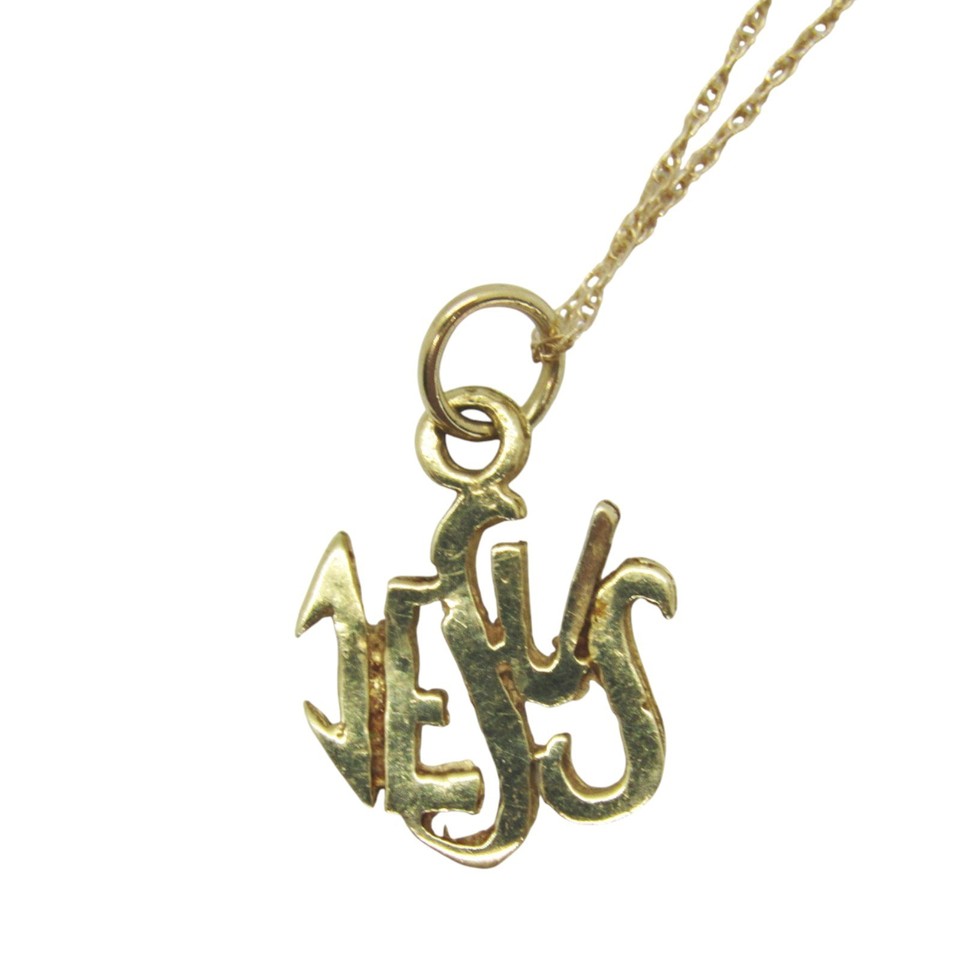 Vintage 14K Yellow Gold Jesus Name Pendant Necklace or Charm | eBay