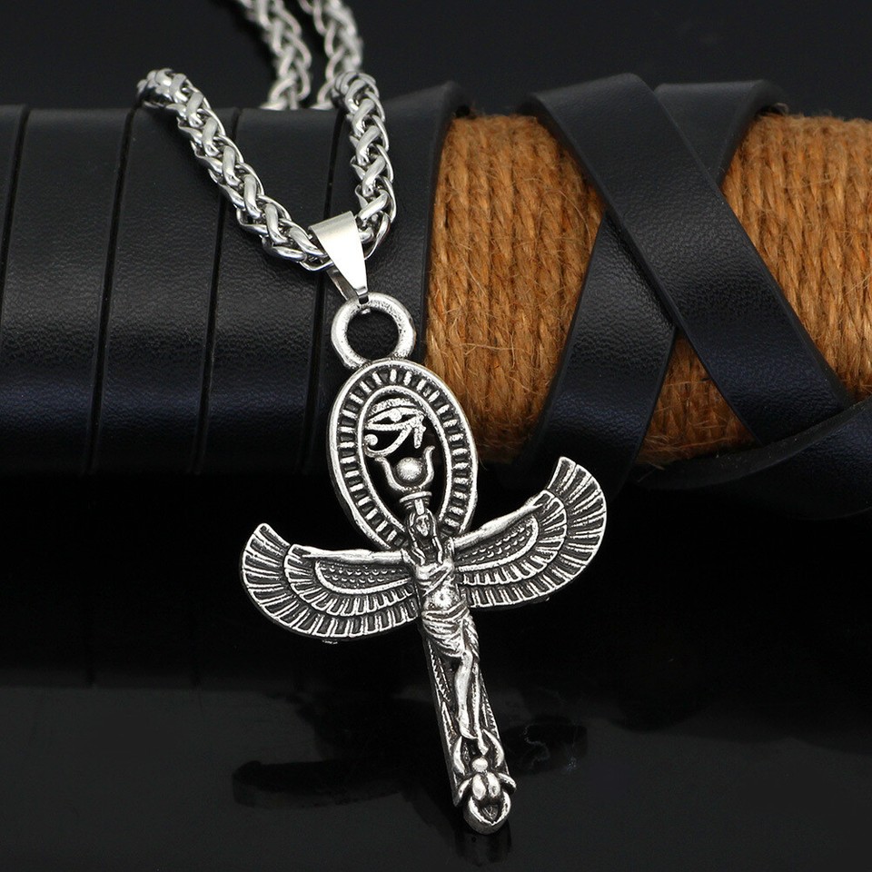 Egyptian Goddess Isis Ankh Cross w. Eye of Horus Pendant Necklace ...