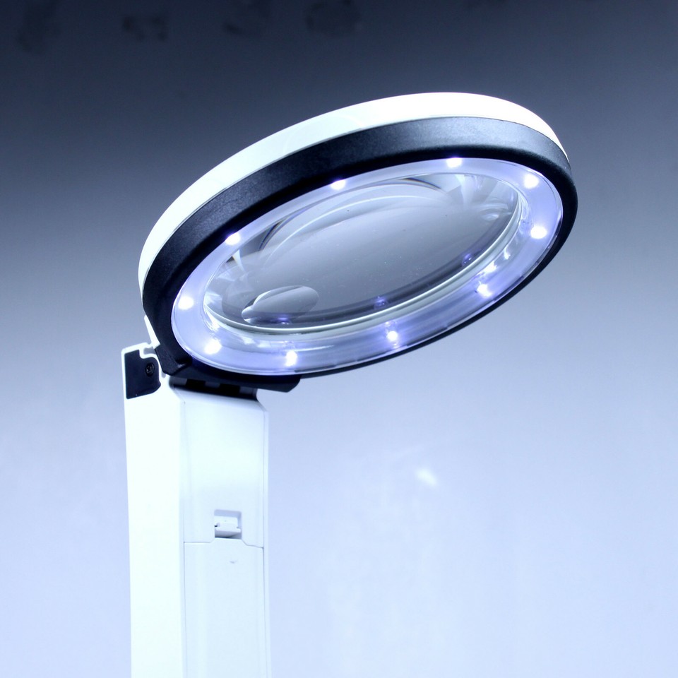 Foldable LED Lighted Magnifying Lamp Reading 2.5X-8X Magnifier with USB ...