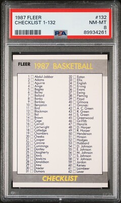 1987 Fleer Basketball #132 Checklist 1-132 | PSA 8 | eBay