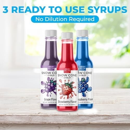 Snow Cone Machine set with 3 Flavors, 25 Cone Cups, 25 Straws, 4 Ice ...