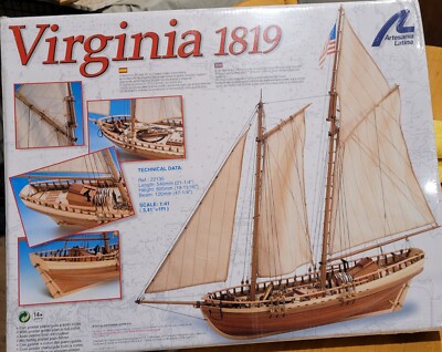 NEW• Virginia 1819 Artesania Latina "Schooner" 1:41 Wooden Model Kit ...