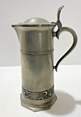 Zuiver Tin (Pure Tin) Dutch Lidded Tankard Stein Scrolls Geometric | eBay