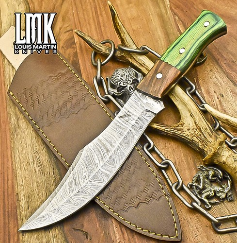 LMK Hand Crafted Full Tang Knife Twist Damascus Hard Wood Gift Razor ...