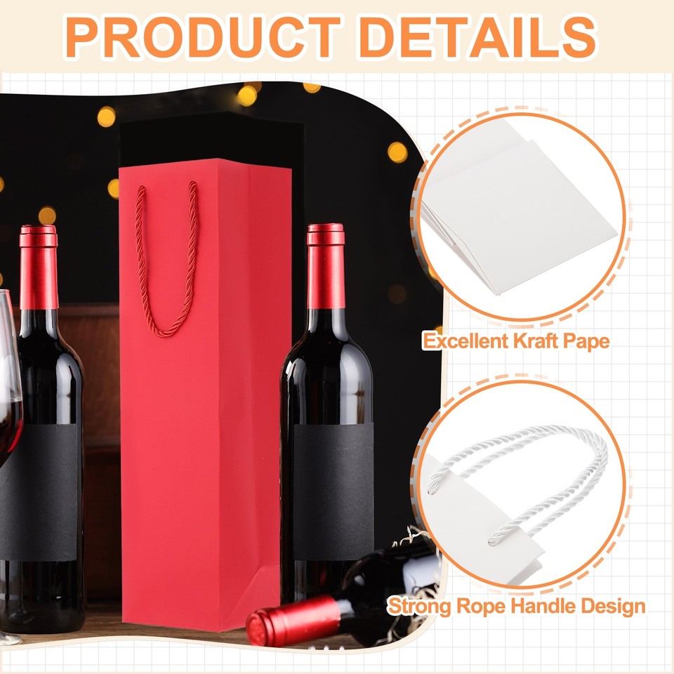 24Pcs Wine Gift Bags 3.7x3.5x14 Inch Paper Wine Bottle Gift Bag Bulk ...