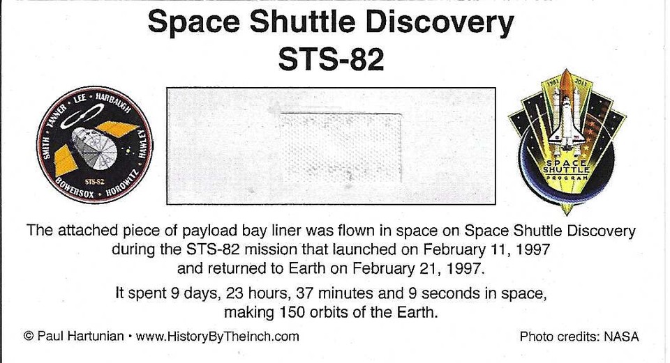 Own a Genuine Piece of Flown Space Shuttle Discovery STS-82 Only $19.95 | eBay
