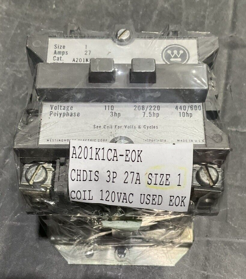 A201K1CA CH 3POLE 27A SIZE 1 CONTACTOR (NEW) | eBay