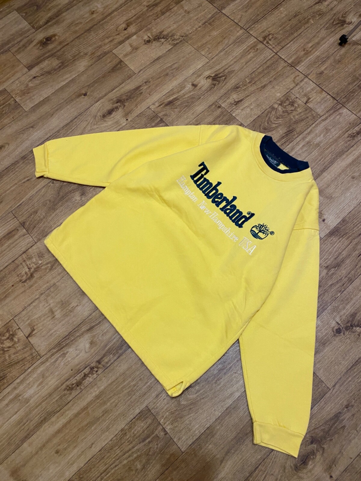 Vintage Timberland Sweatshirt Mens Mustard Yellow Spell Out Weathergear ...