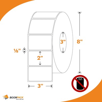 ZEBRA DIRECT THERMAL STICKER / LABELS 3'' x 2'', E-300200-DT, 8ROLLS/CS ...