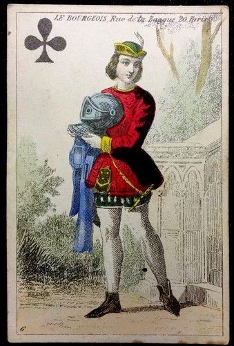 c1850 Hand Colour Engraved Antique Playing Cards Medieval Knave ...