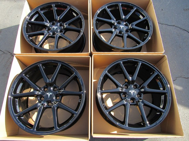 18” Tesla Model 3 Gloss Black Wheels Aero Rims Factory OEM for sale ...