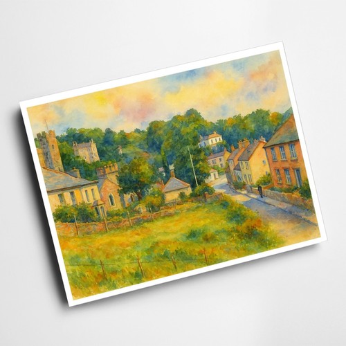 A6 PRINT - Church Street, Llanstephan - Vintage Art Style | eBay UK