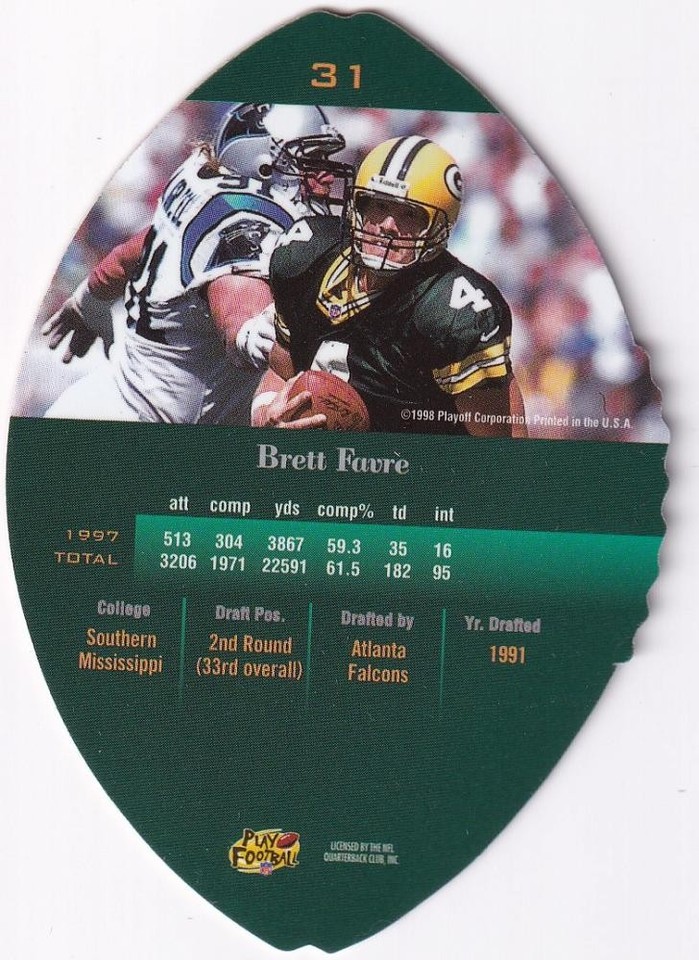 1998 Playoff Contenders Green Bay Packers Brett Favre Leather Card | eBay