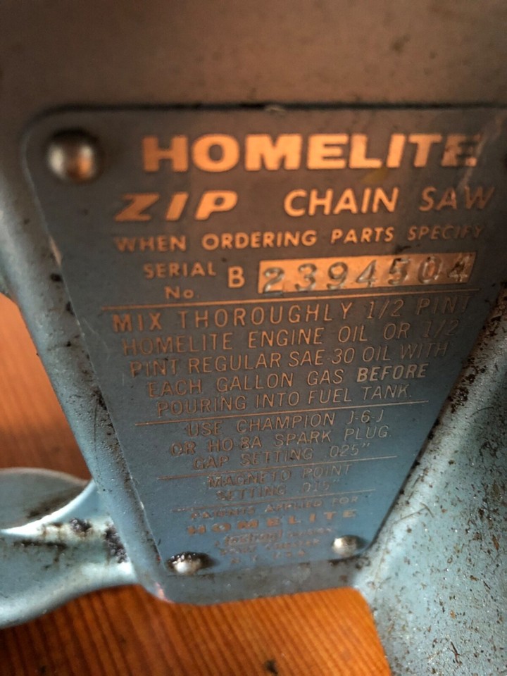 Homelite Zip Chainsaw From early 60’s unrestored (READ AD) FOR REPAIR ...