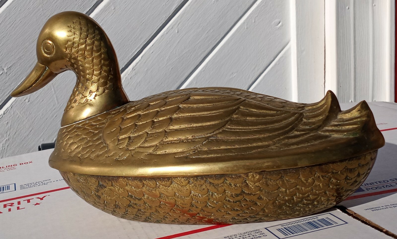 Vintage Large Brass Duck Bird Covered bowl Box Container. Asian art ...