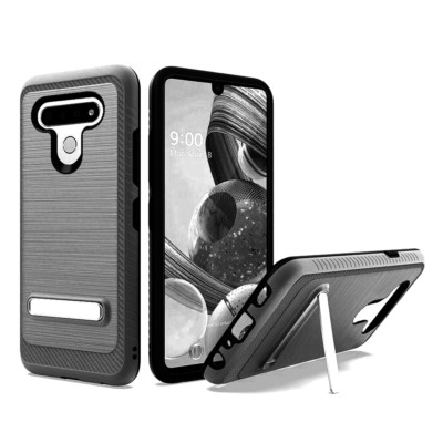 Slim Brushed Design Edged Lining Case Cover w/Kickstand GRAY For LG K51 ...