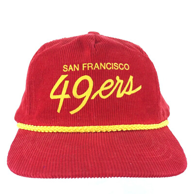 Vtg San Francisco 49ers Cap Corduroy Felt Script Snap Back Football ...