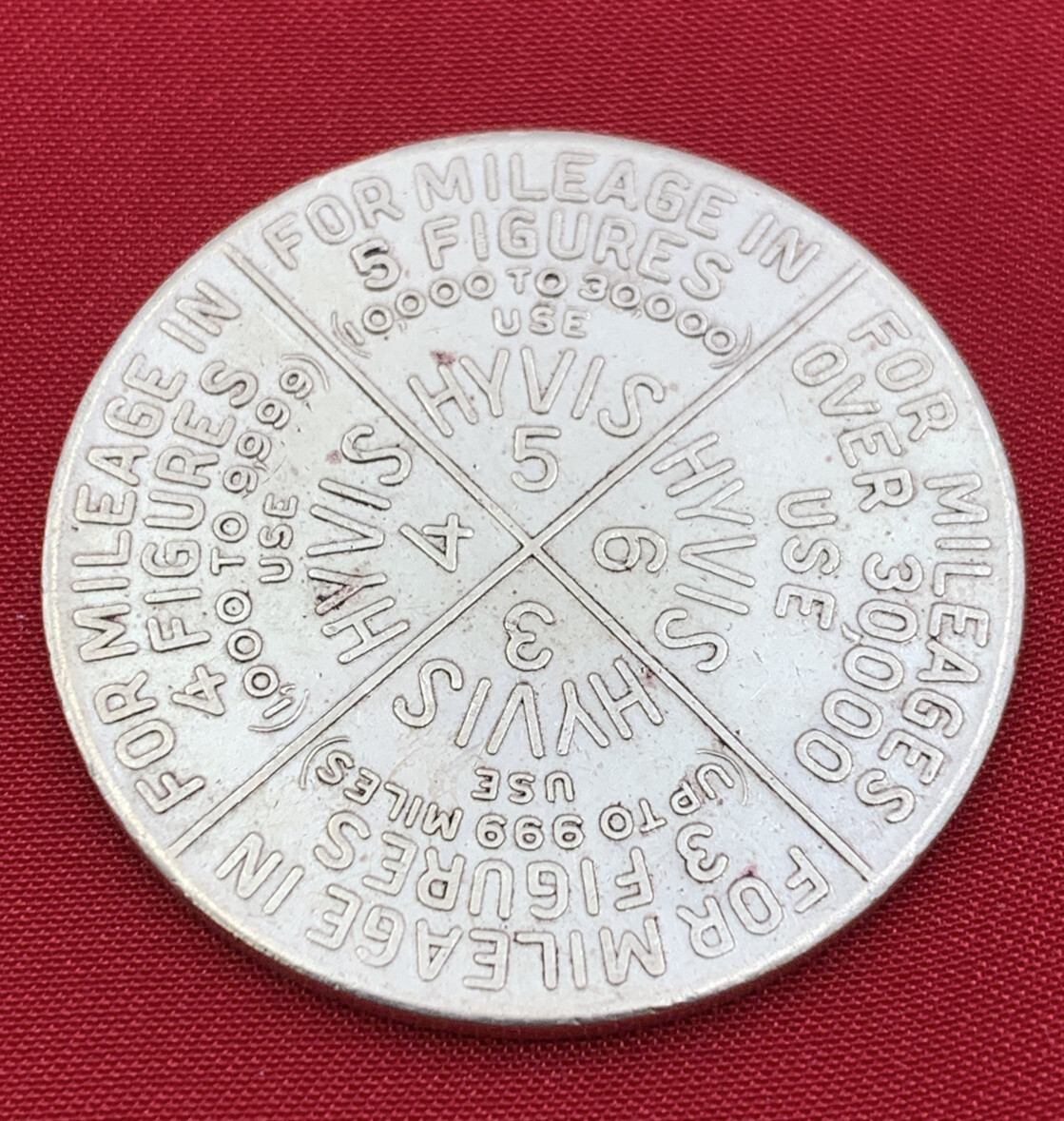 Hyvis Motor Oils Token Oil Coin Advertising Mileage Metered Vintage 20 ...