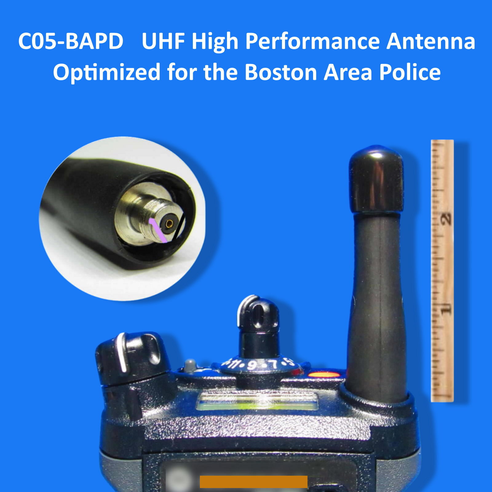 C05-BAPD Tuned 2.7" Antenna 453-500 MHz for Boston Area Police Motorola ...