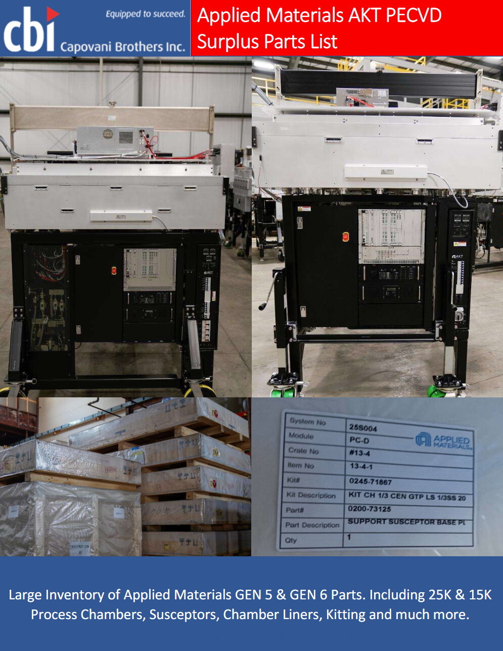 Applied Materials AKT AMAT GEN 6 25K 25KAXI Chamber & Parts List | eBay