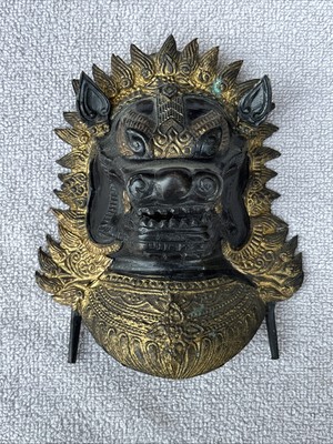 Foo Dog Mask Temple Guardian Lion Bronze Brass Statue | eBay