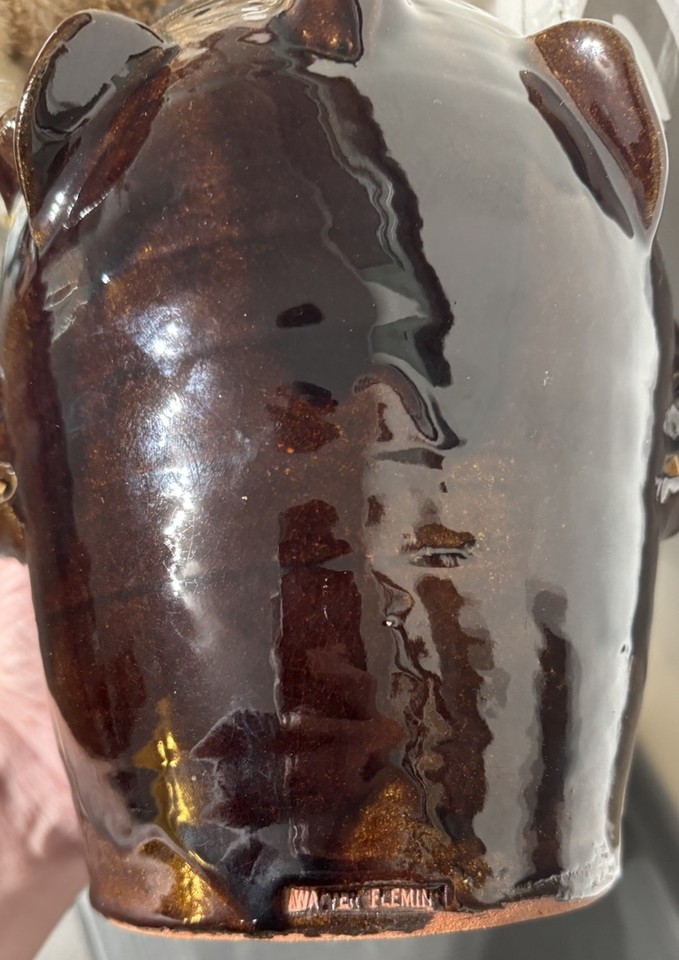 Walter Fleming - Folk Art Double Face Jug 11.5” Catawba Valley Late ...