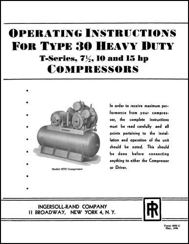 Air Compressor T30 Wiring Diagram 10 HP Ingersoll Rand T30 Air