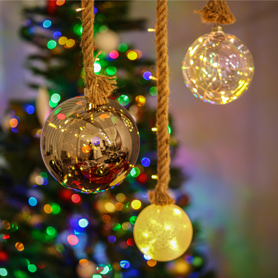 LED Light Up Glass Ball Orb Globe On 1m Brown Jute Rope With Timer D ...