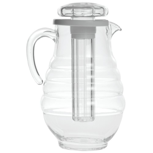 Service Ideas SWP33RB Water Pitcher with Ice Tube, 3L, BPA-Free, Ribbed ...