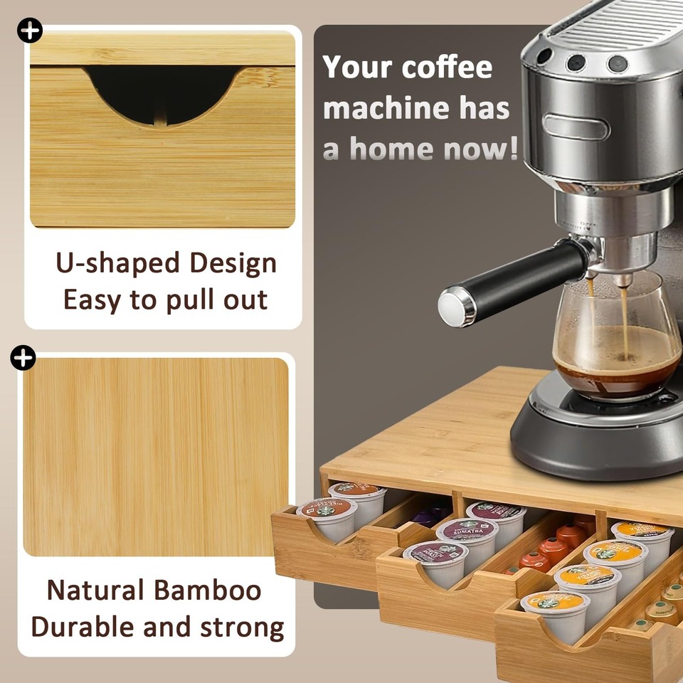 K Cup Holder Organizer, 3 Drawers Coffee Pod Holder for 35 K Cups or 54 ...