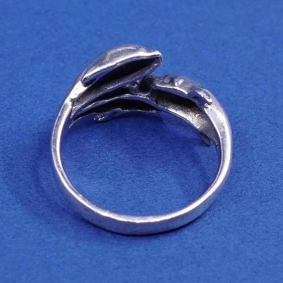 Size 6, vtg sterling silver handmade ring, 925 dolphin | eBay