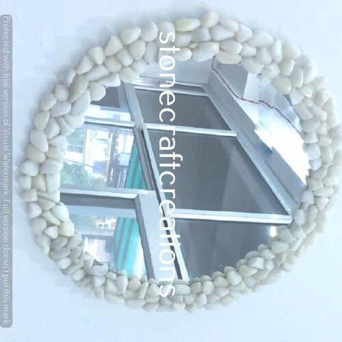 Wall Mirror, Handmade Art Gemstone Inlay Crystal Mirror, Stone Mirror ...