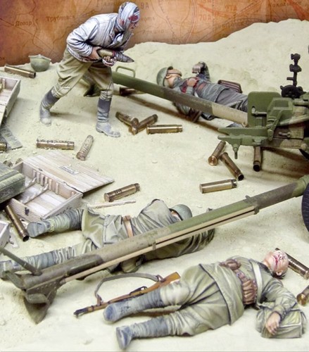 1/35 resin figures model WW II wounded artillery soldiers 4 man ...