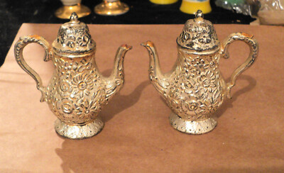 Vintage Heavy Metal Tea Pot Coffee Pot Salt and Pepper Shakers ...