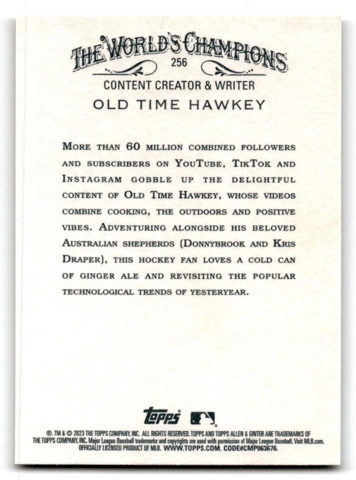 2023 Topps Allen & Ginter Old Time Hawkey #256 Content Creator & Writer ...