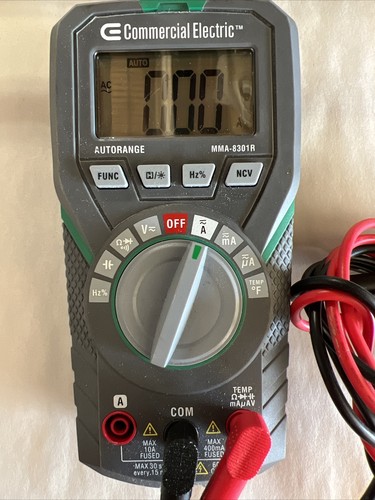 Commercial Electric MMA-8301R Auto Ranging Multimeter 600V | eBay